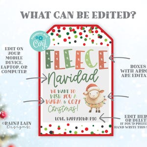 Editable Fleece Blanket Gift Tags, Fleece Navidad Christmas Gift, Throw ...