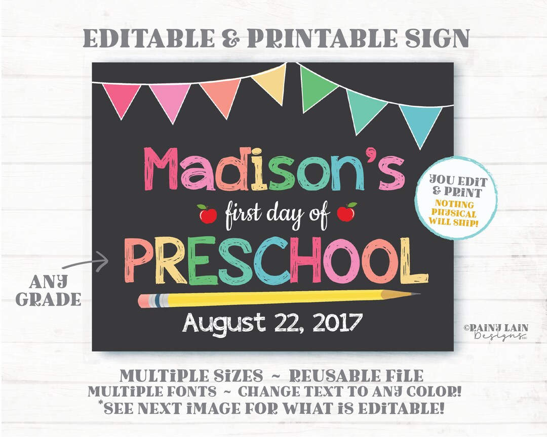 Editable 1st and Last Day of School Chalkboard Printable First Last Day ...