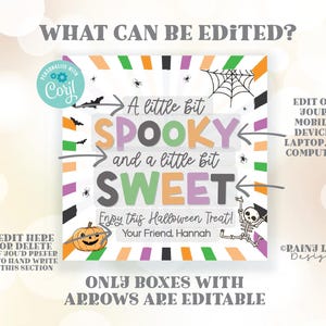 Halloween Treat Tag, Spooky and Sweet, Editable, Printable Halloween ...