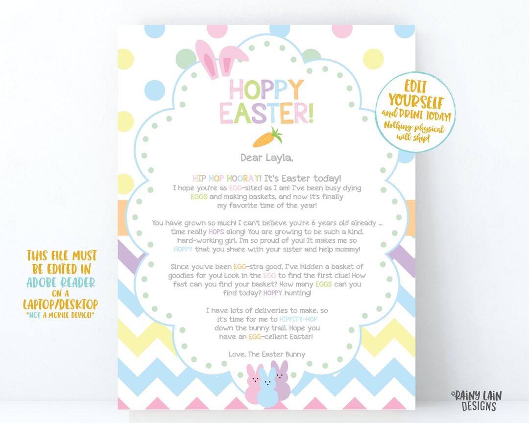 Editable Letter From the Easter Bunny, Easter Bunny Letter, Easter ...
