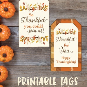 Thanksgiving Favor Tags, Printable Thanksgiving Tags, I'm Thankful for ...