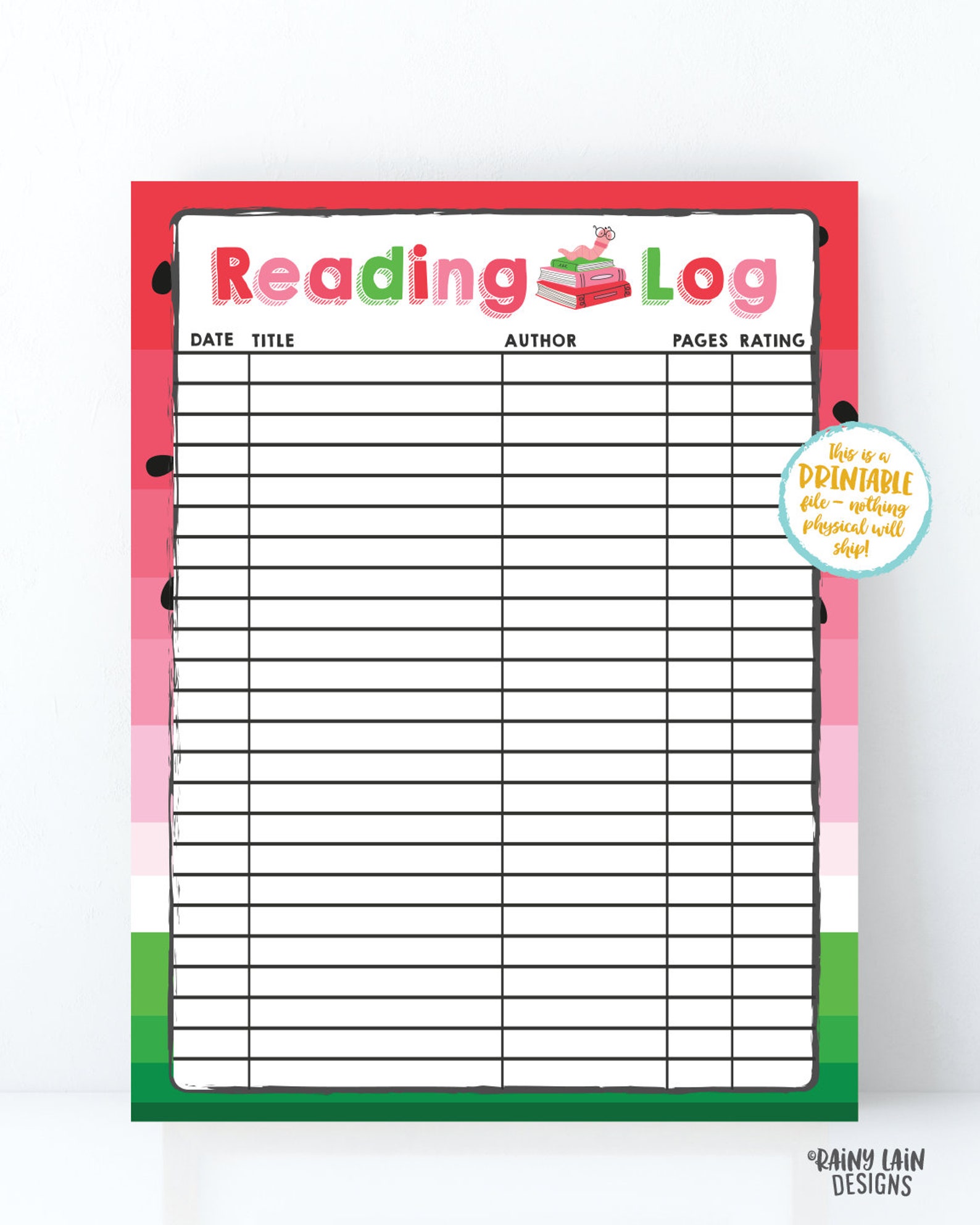 Reading Log Printable Reading Log for Kids Spring reading log | Etsy