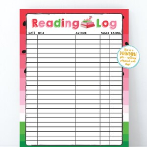 Reading Log Printable Reading Log for Kids, Spring Reading Log ...