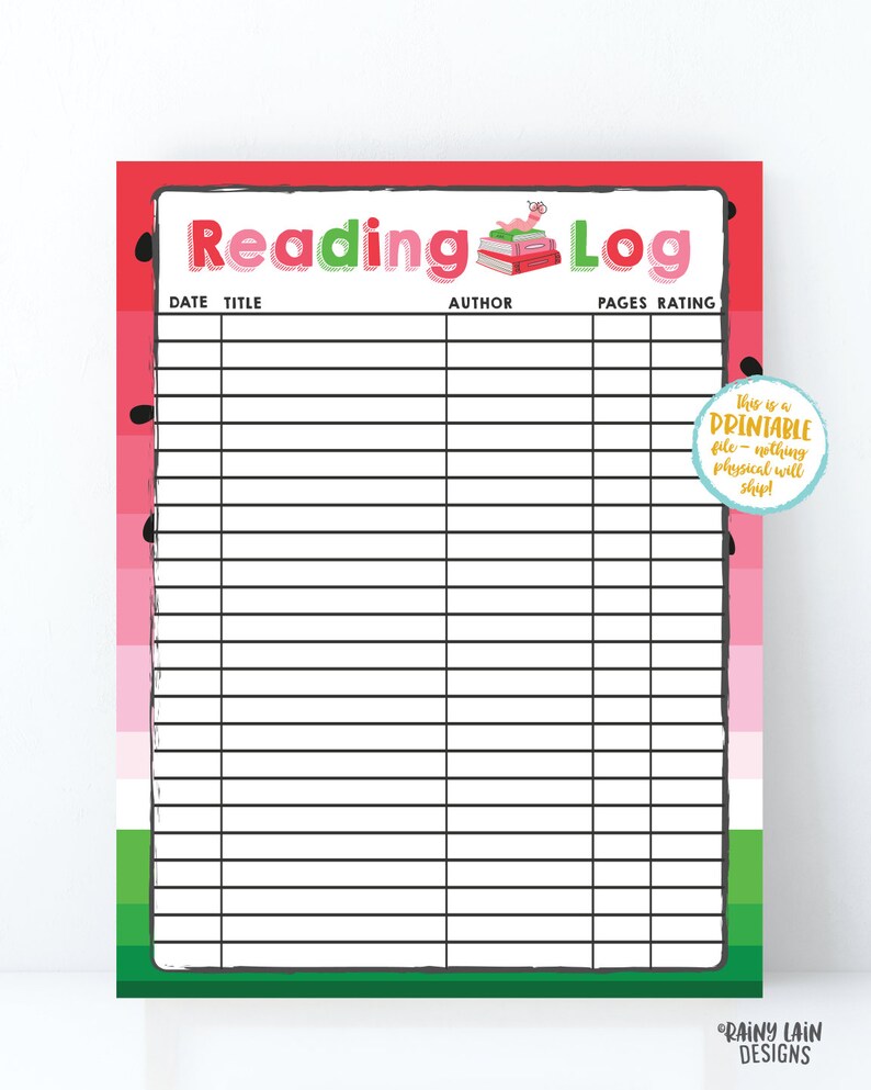 Reading Log Printable Reading Log for Kids Spring Reading Log - Etsy