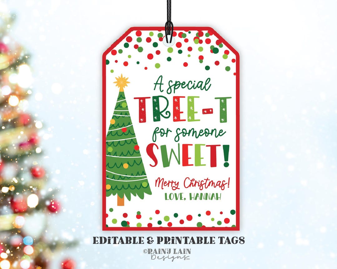 Editable Christmas Tree Gift Tag, Printable Tree-t Tag, Holiday ...