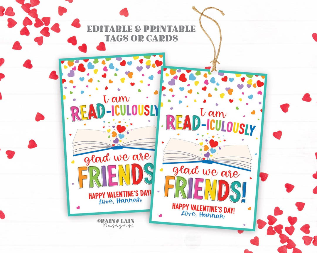 Bookmark Valentine, Printable Valentine's Day Tag, Read-iculously ...