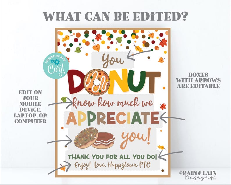 Donut Know How Much We Appreciate You Sign, Autumn, Fall, Halloween ...