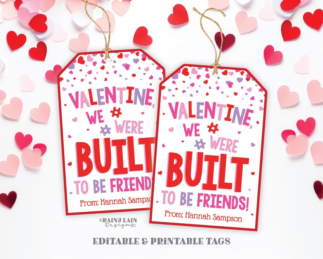 Valentine We Were Built to Be Friend Tag, Building Blocks, Puzzle Piece ...