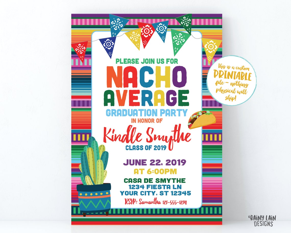 Nacho Average Graduation Fiesta Invitation Fiesta Graduation - Etsy