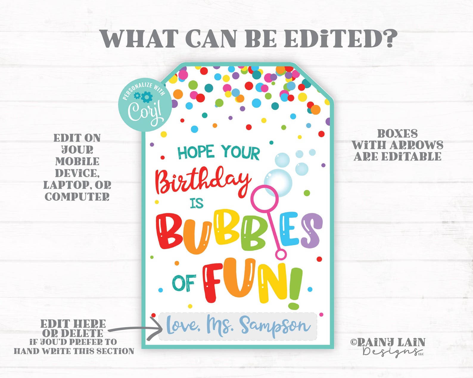 Hope Your Birthday is Bubbles of Fun Tag Bubbles Birthday Party Favor ...