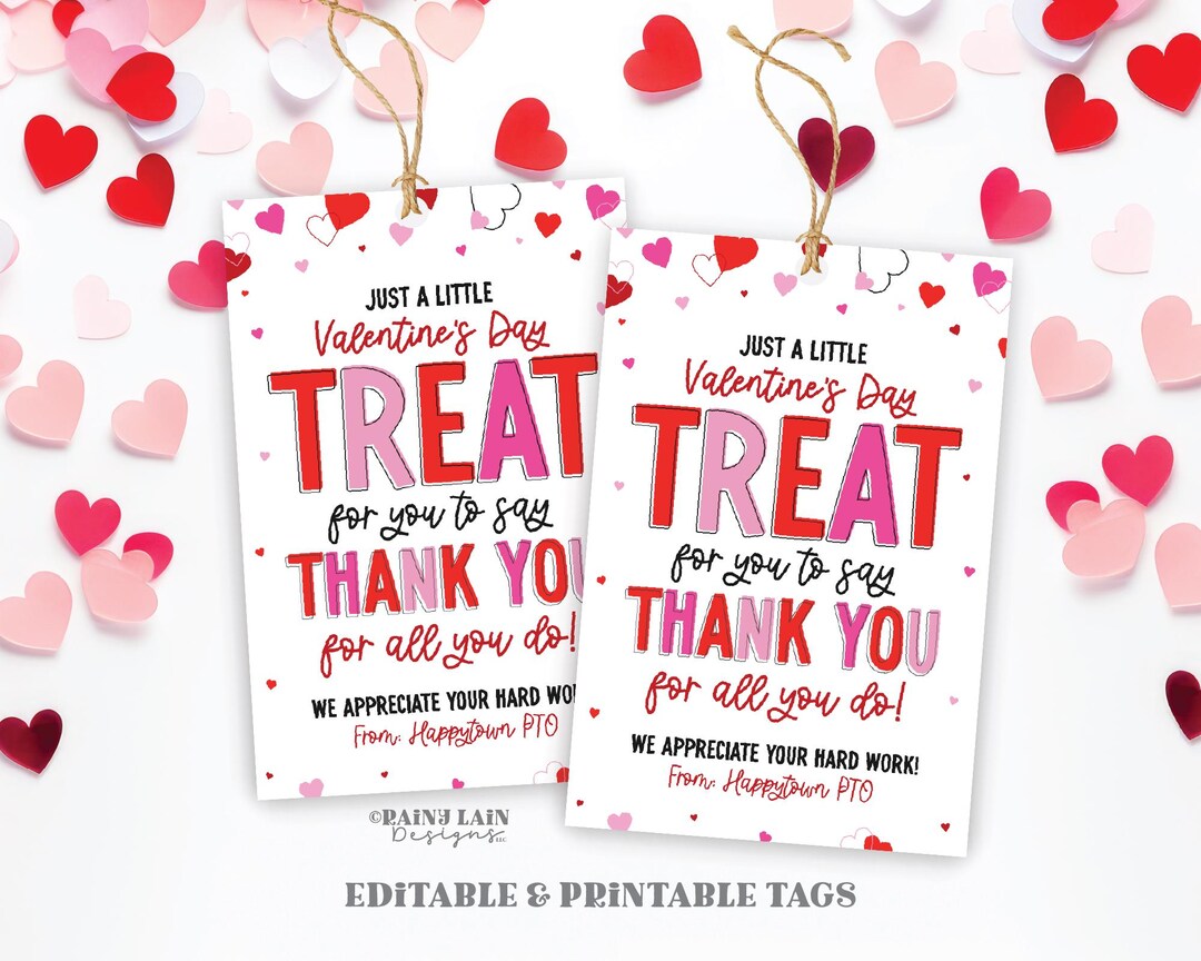 Valentine's Day Gift Tag, Sweet Treat, Teacher Appreciation Valentine ...