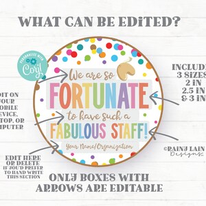 Fortune Cookie Tag Editable We Are Fortunate to Have Staff Like You ...