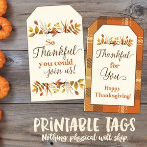 Thanksgiving Favor Tags, Printable Thanksgiving Tags, I'm Thankful for ...