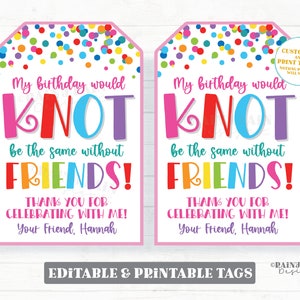 Knot Birthday Tag Friendship Bracelet Pretzel Hair Tie Scrunchie Party ...