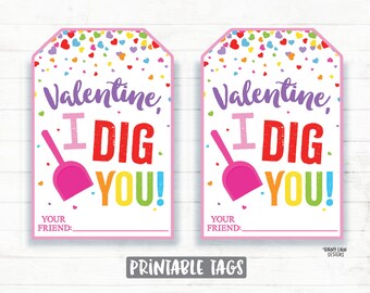 EDITABLE Valentine Shovel Tag I Dig You Valentine Tags, Valentines Gift ...