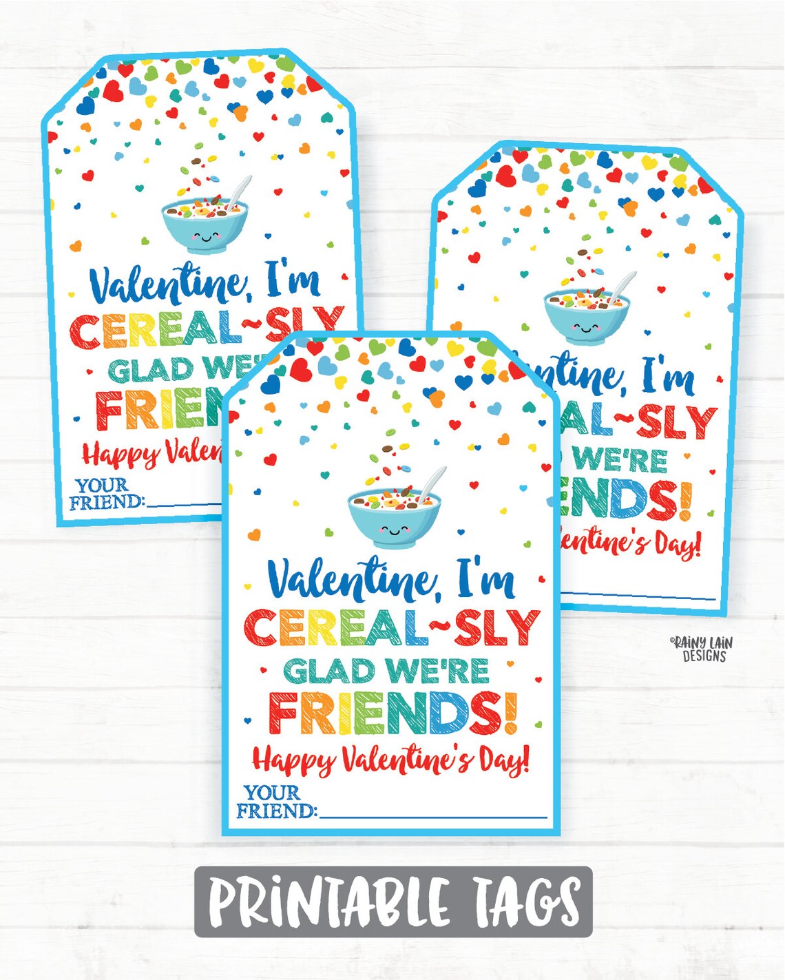Cereal Valentine Tag Cereal-sly Glad We're Friends - Etsy