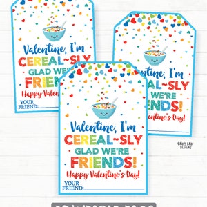 Cereal Valentine Tag, Cereal-sly Glad We're Friends Valentine Cereal ...