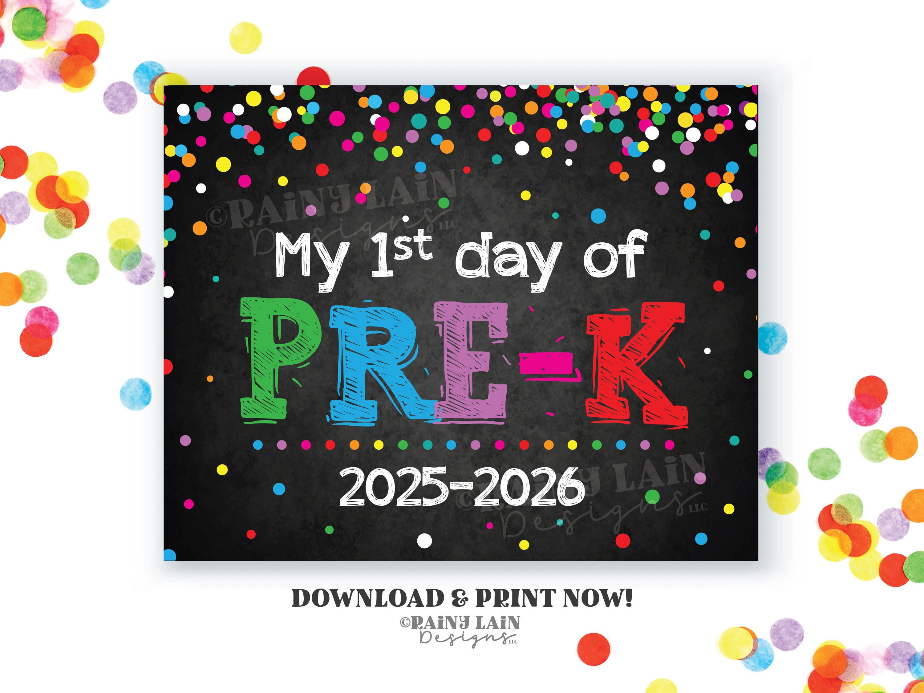 First Day of Pre-k Sign Prek Sign Back to School Chalkboard Printable ...
