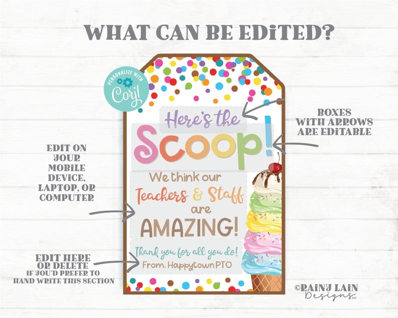 Here's the Scoop Ice Cream Tag Teacher's Lounge Staff Room Social ...