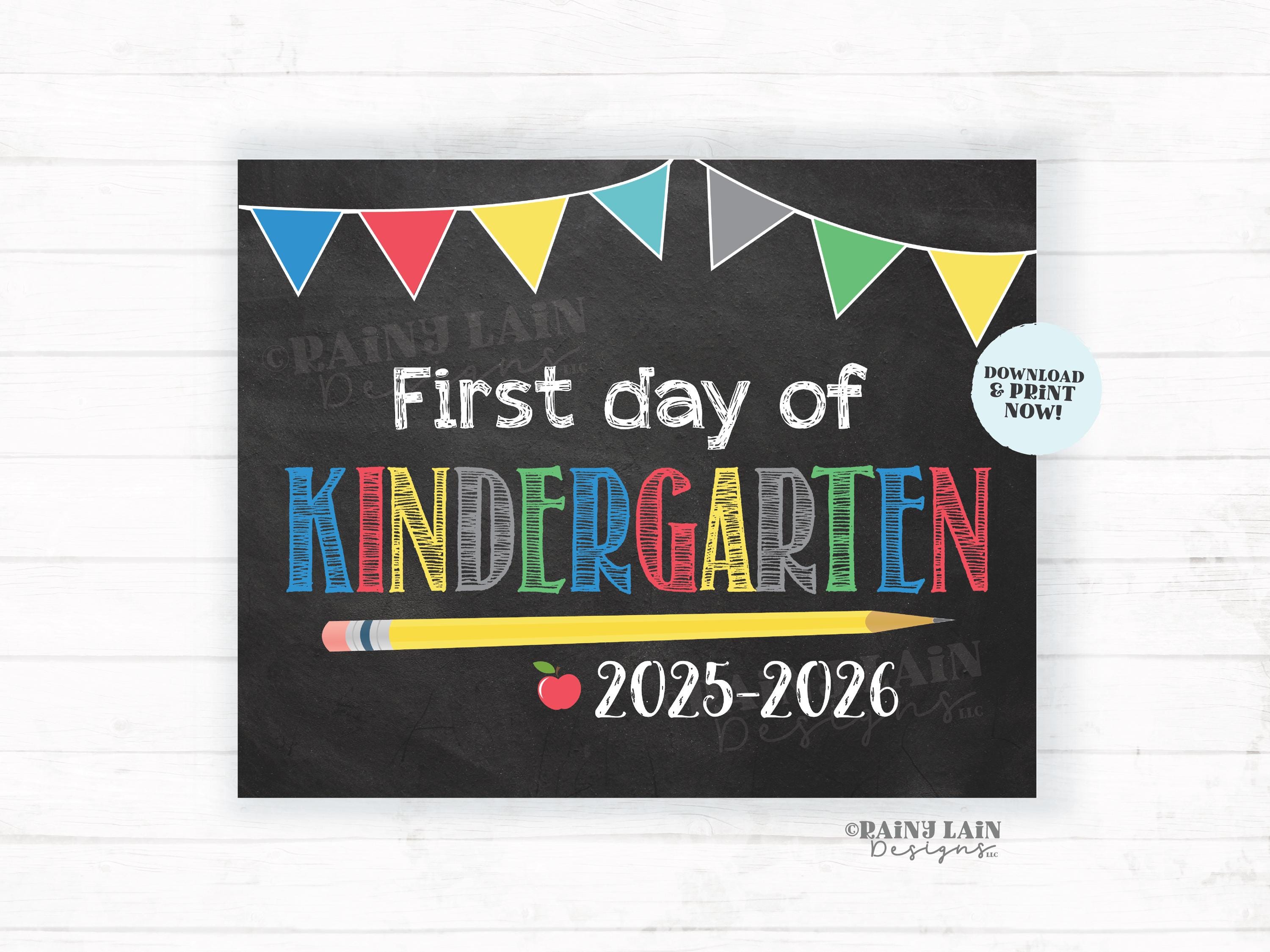 First Day of Kindergarten Sign Boy Printable First Day of School Sign ...