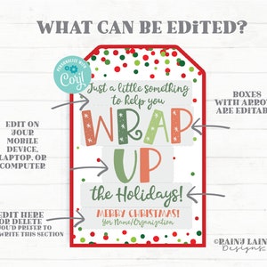 Wrap up the Holidays Tag Printable Christmas Gift Tag Editable Holiday ...
