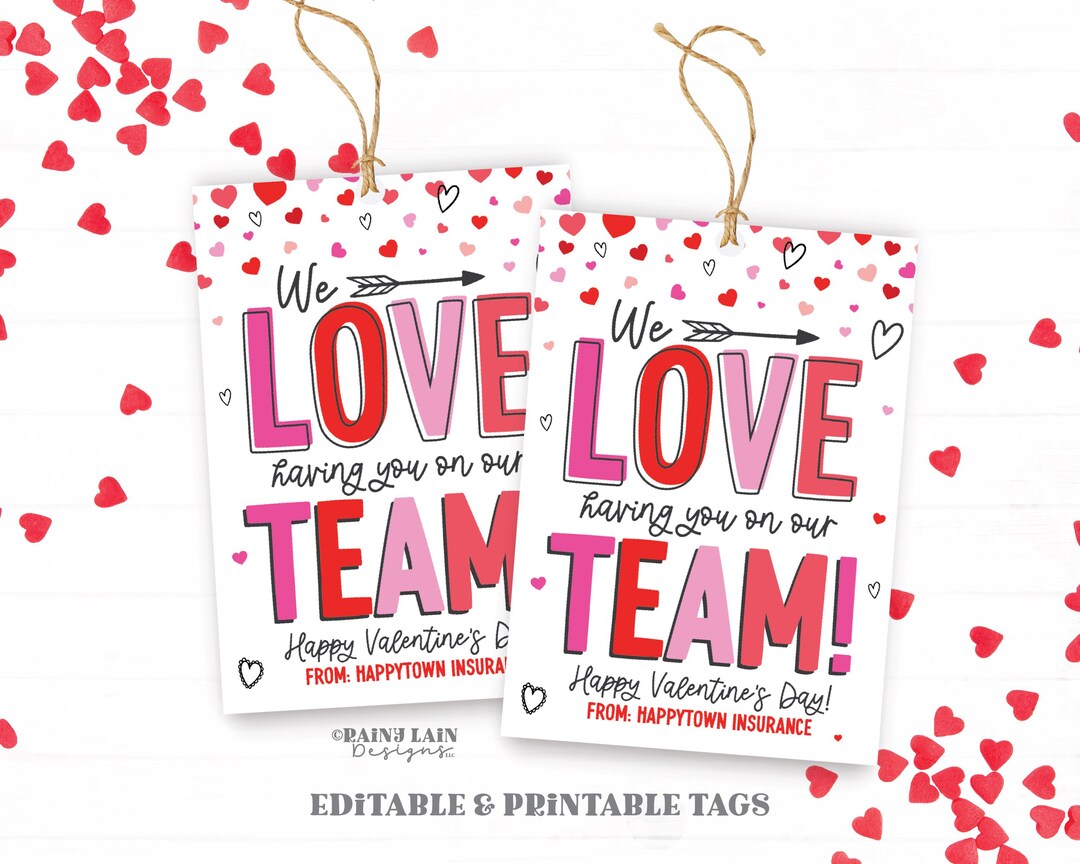 Team Valentine Tag, Valentine's Day Team Appreciate, Co-worker, Staff ...