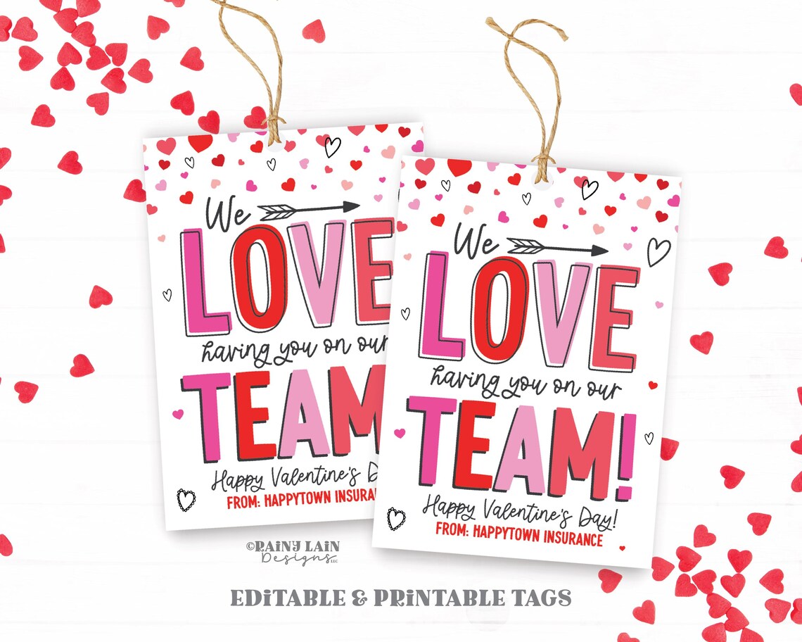 Team Valentine Tag, Valentine's Day Team Appreciate, Co-worker, Staff ...