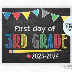 First Day of 3rd Grade Sign Boy Printable First Day of School Sign Back ...
