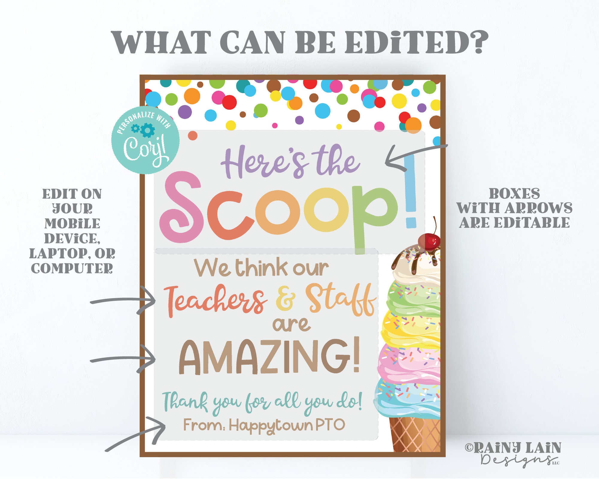 Here's the Scoop Sign Ice Cream Social Teacher's Lounge Staff Room ...