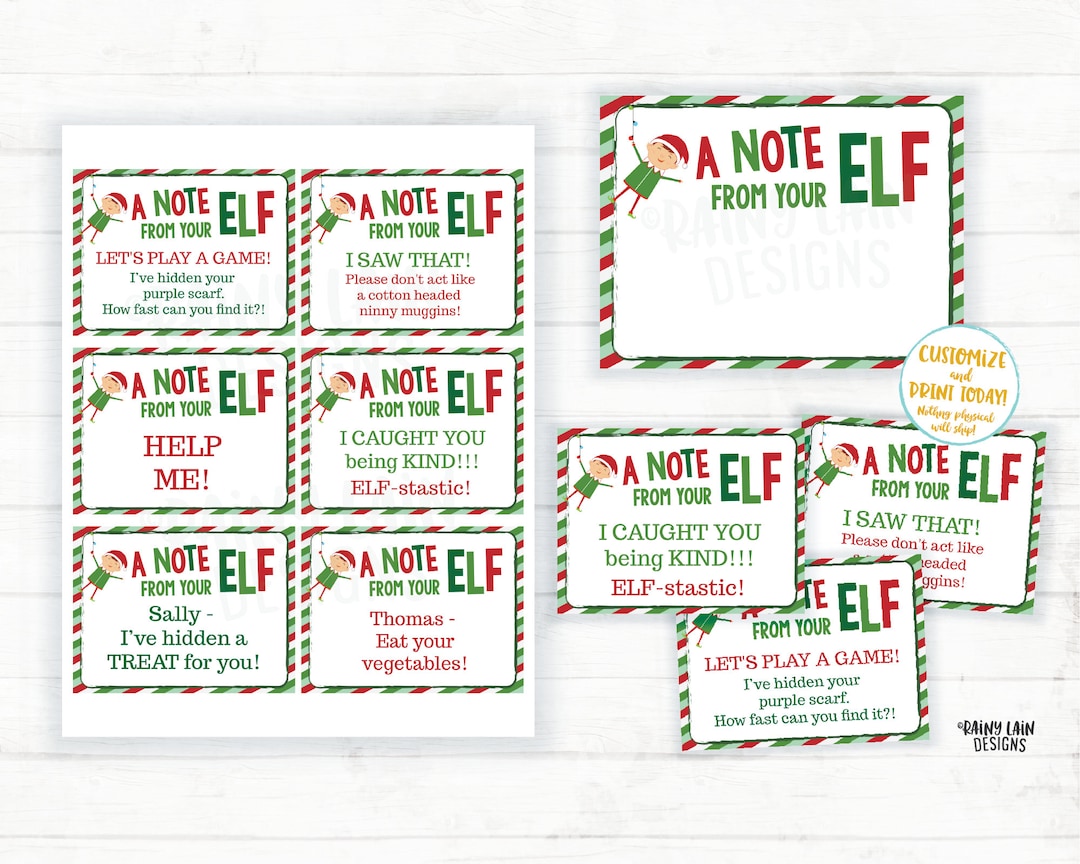 Elf Notes, Christmas Elf Cards, Elf Printables, Printable Elf Notes ...