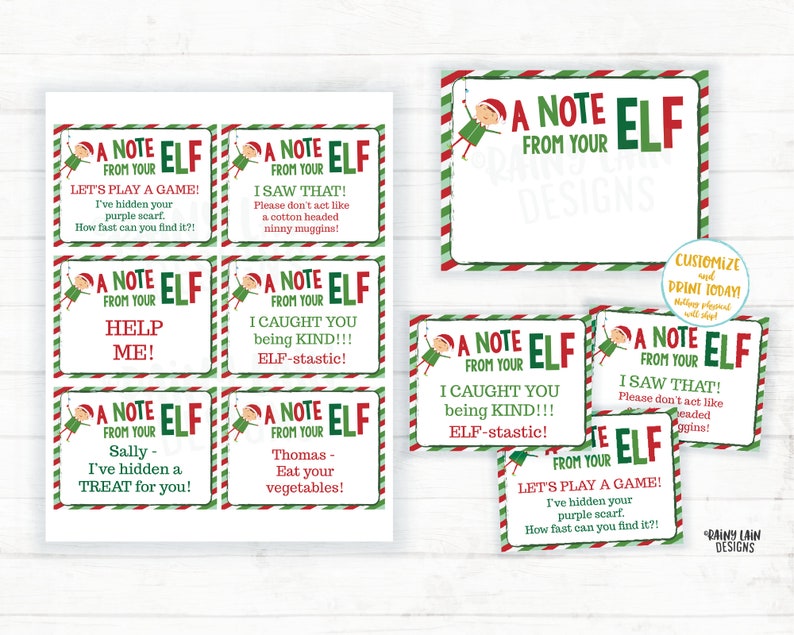 Elf Notes, Christmas Elf Cards, Elf Printables, Printable Elf Notes ...