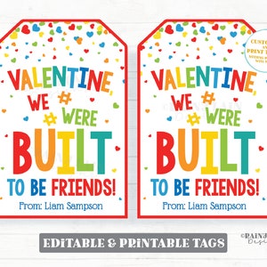 Building Blocks Valentine, We Were Built to Be Friend Printable Tag ...