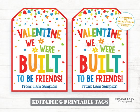 Building Blocks Valentine We Were Built to Be Friend Printable | Etsy
