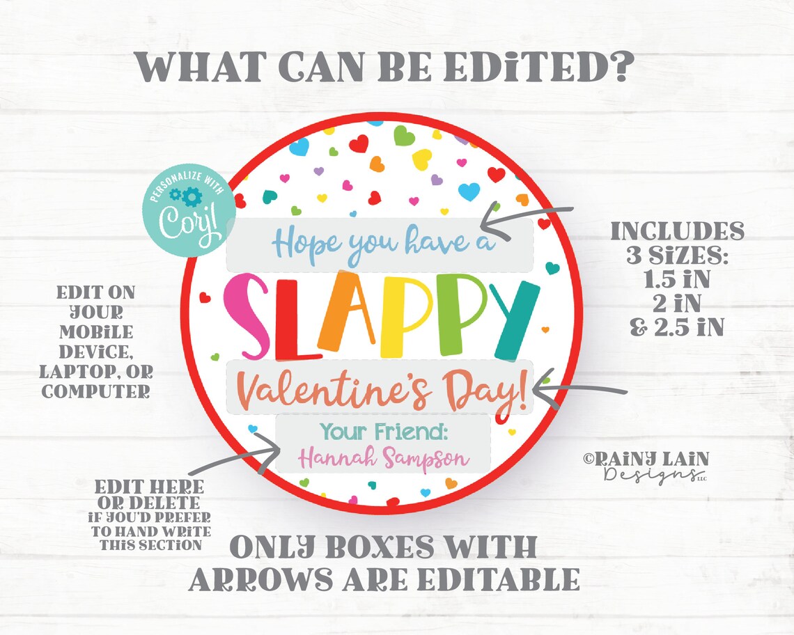 Slappy Valentine's Day Tag Round Slap Bracelet Valentine - Etsy