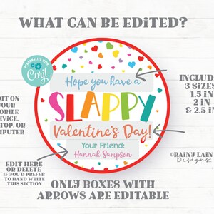 Slappy Valentine's Day Tag, Round Slap Bracelet Valentine, Circle Tag ...