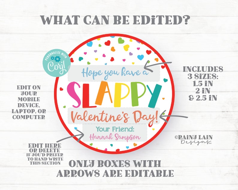 Slappy Valentine's Day Tag Round Slap Bracelet Valentine - Etsy