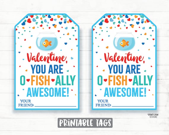 Goldfish Valentine O-fish-ally Awesome Valentine Goldfish | Etsy