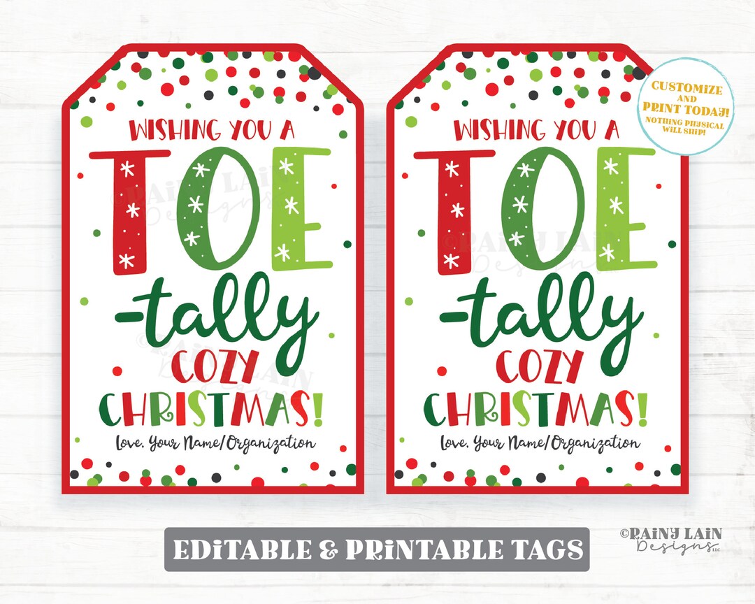 Toe-tally Cozy Christmas Gift Tag Fuzzy Socks Pedicure Nail Polish ...