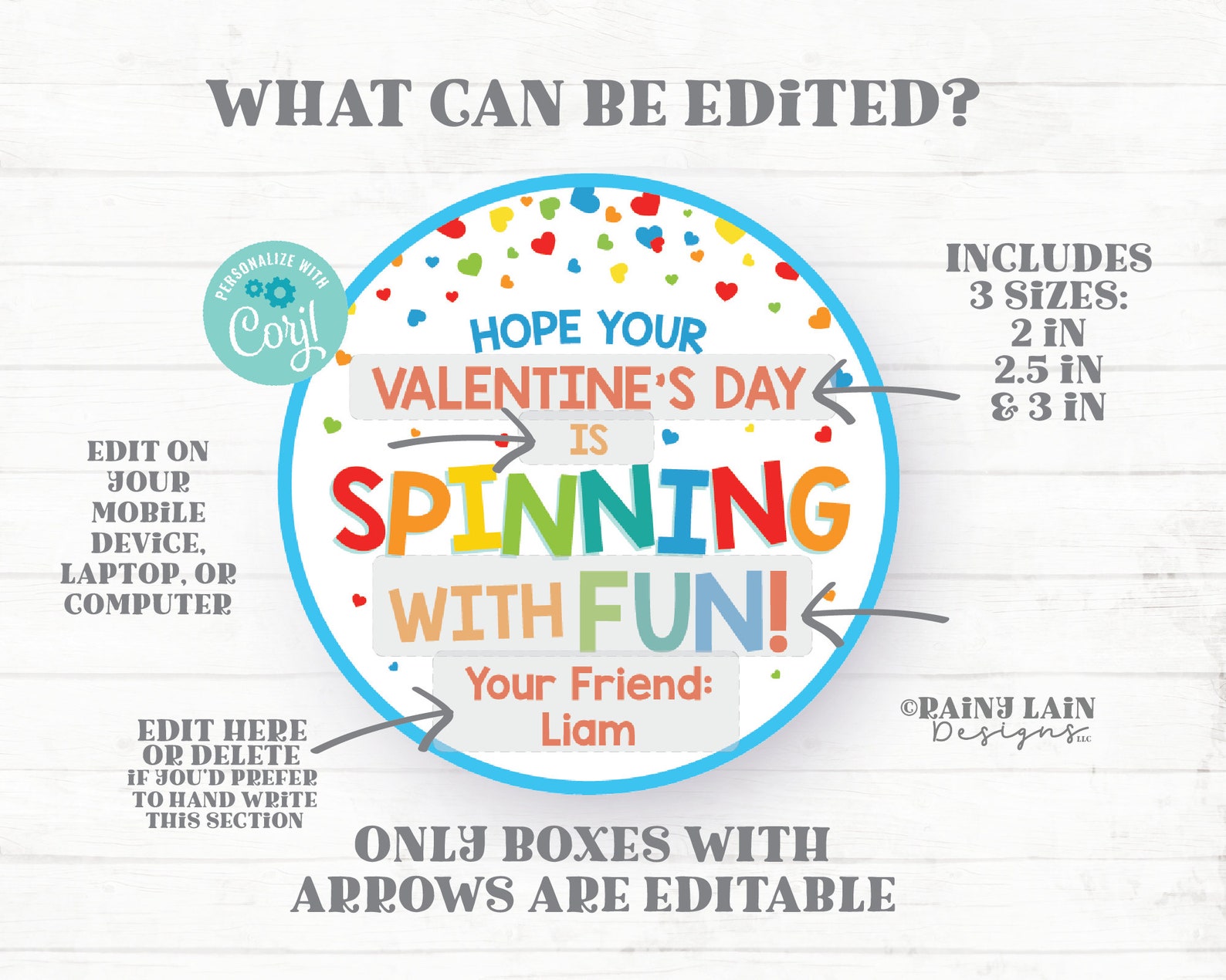 Spinning With Fun Tag, Fidget Spinner Valentine, Pop Spin Toy, Gift Tag ...