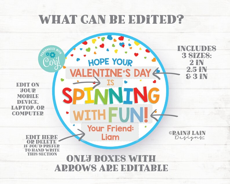 Spinning With Fun Tag, Fidget Spinner Valentine, Pop Spin Toy, Gift Tag ...