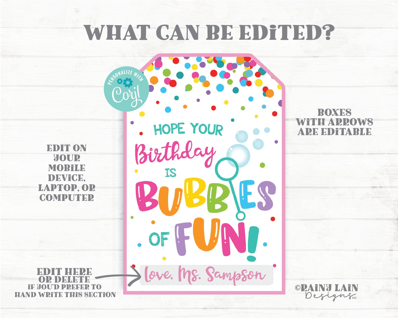 Hope Your Birthday is Bubbles of Fun Tag Classroom Bubbles Birthday ...