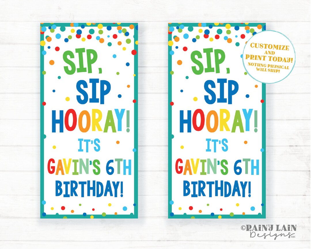 Sip Sip Hooray Birthday Favor Straw Silly Straw Favor Tags Crazy ...