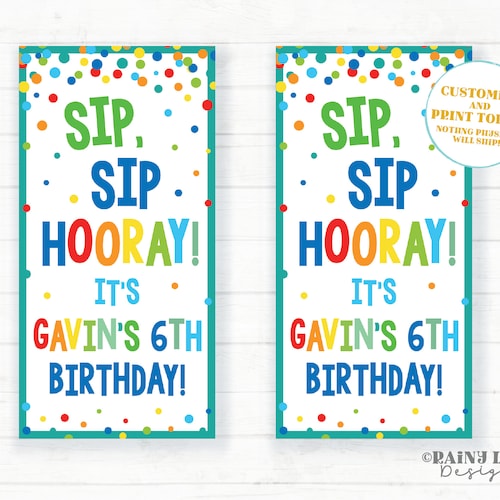 Editable Crazy Straw Tags Birthday Tags Sip Sip Hooray Its - Etsy
