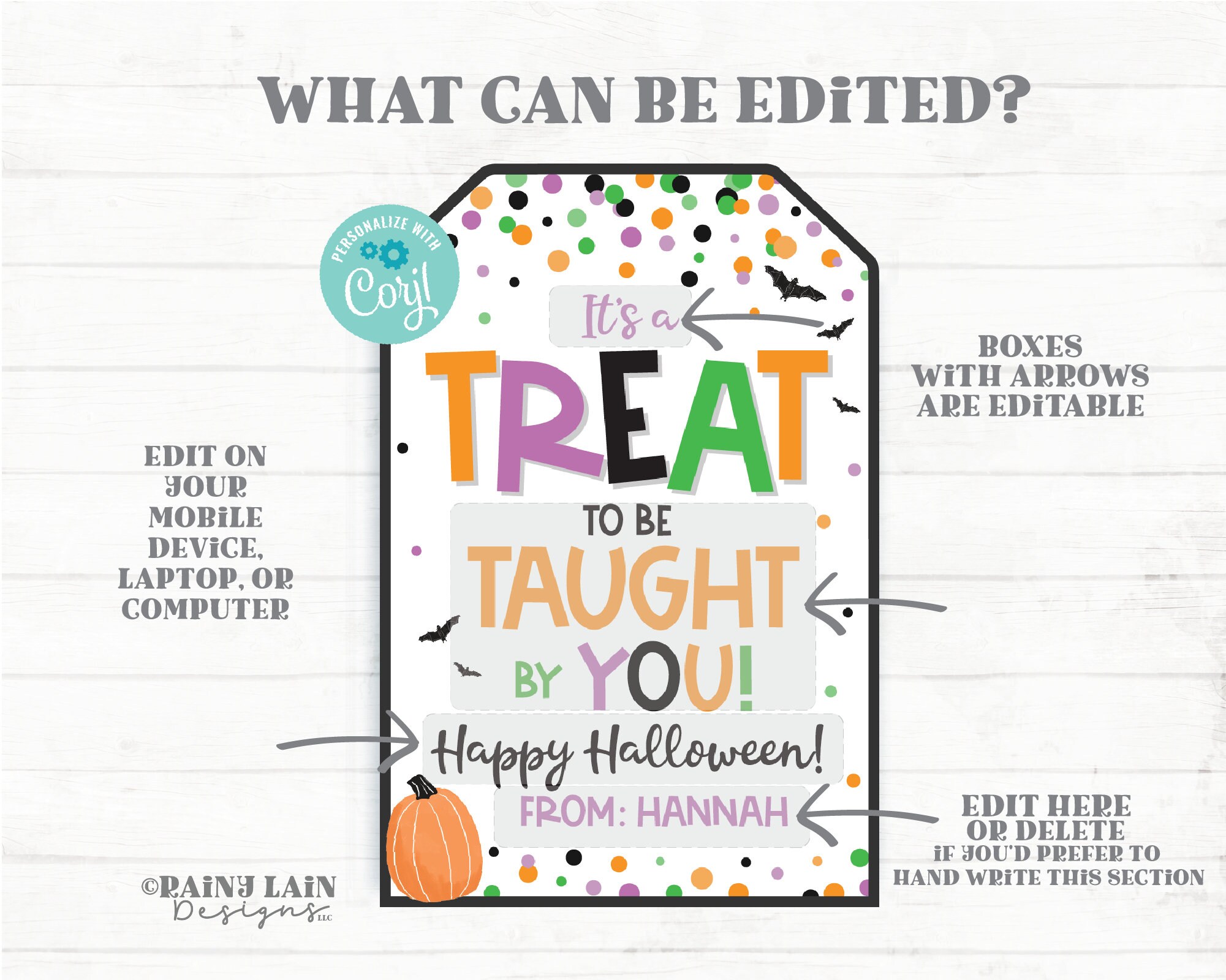 It's a Treat to Be Taught by You Tag Halloween Teacher Gift Tag Teacher ...