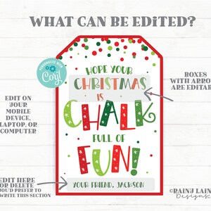 Chalk Gift Tags Hope Your Christmas is Chalk Full of Fun Holiday ...