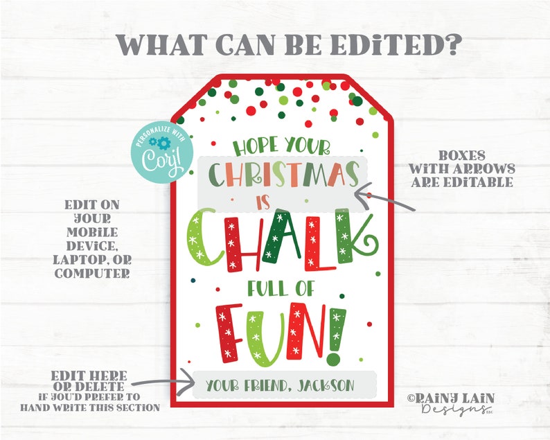 Chalk Gift Tags Hope Your Christmas is Chalk Full of Fun | Etsy