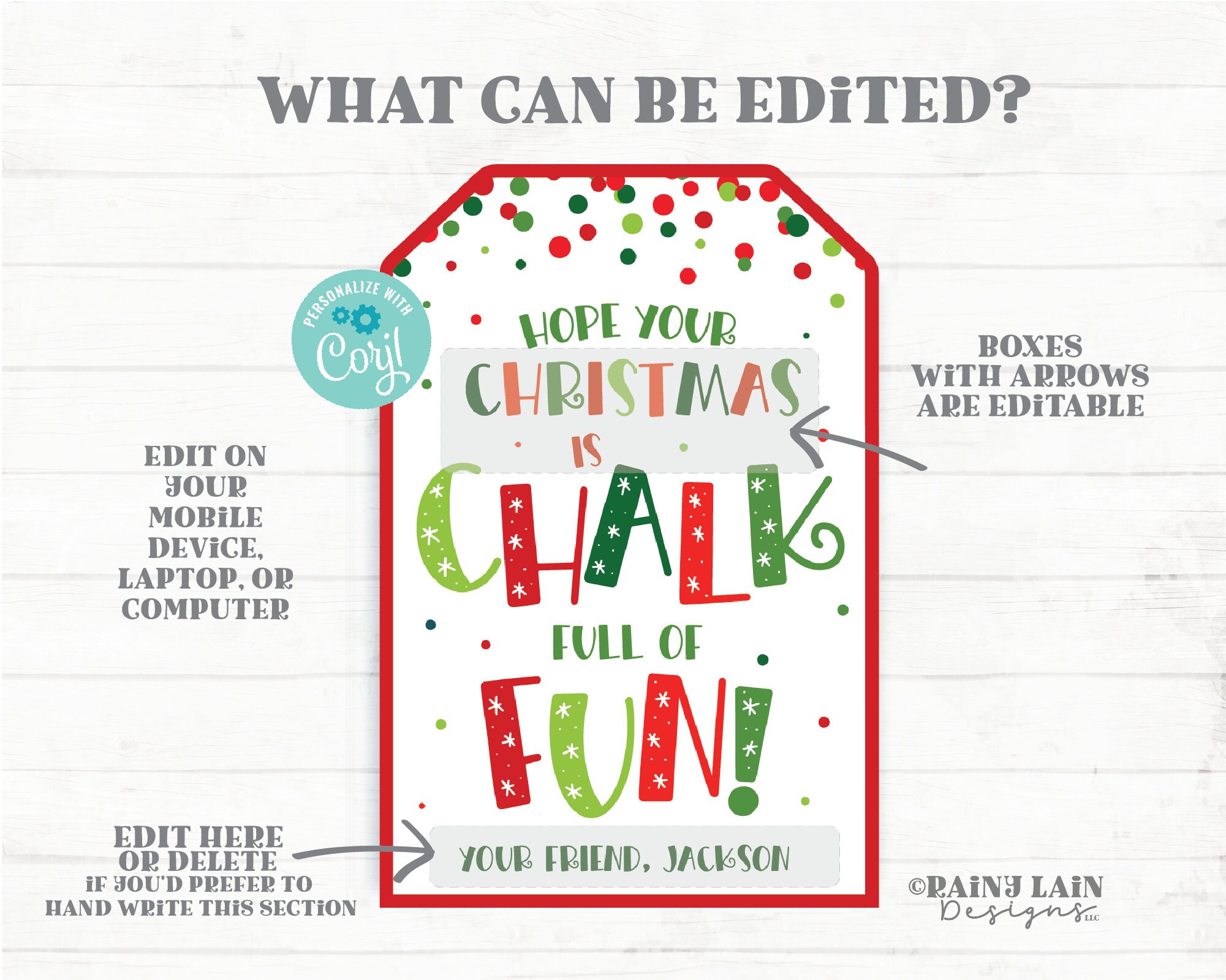 Chalk Gift Tags Hope Your Christmas is Chalk Full of Fun | Etsy