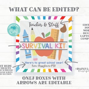 School Survival Kit Tag Teacher Staff Administrator Psychologist ...