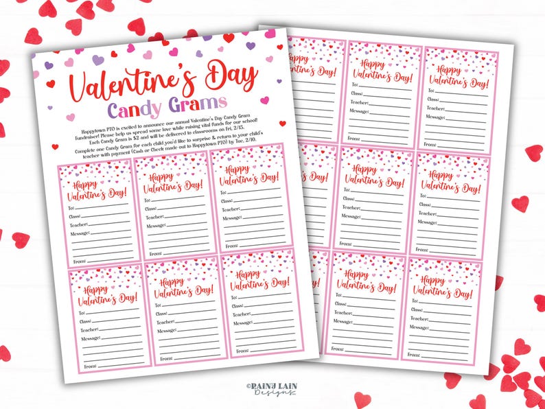 Editable Valentine's Day Candy Gram Fundraiser Flyer Template, Class ...