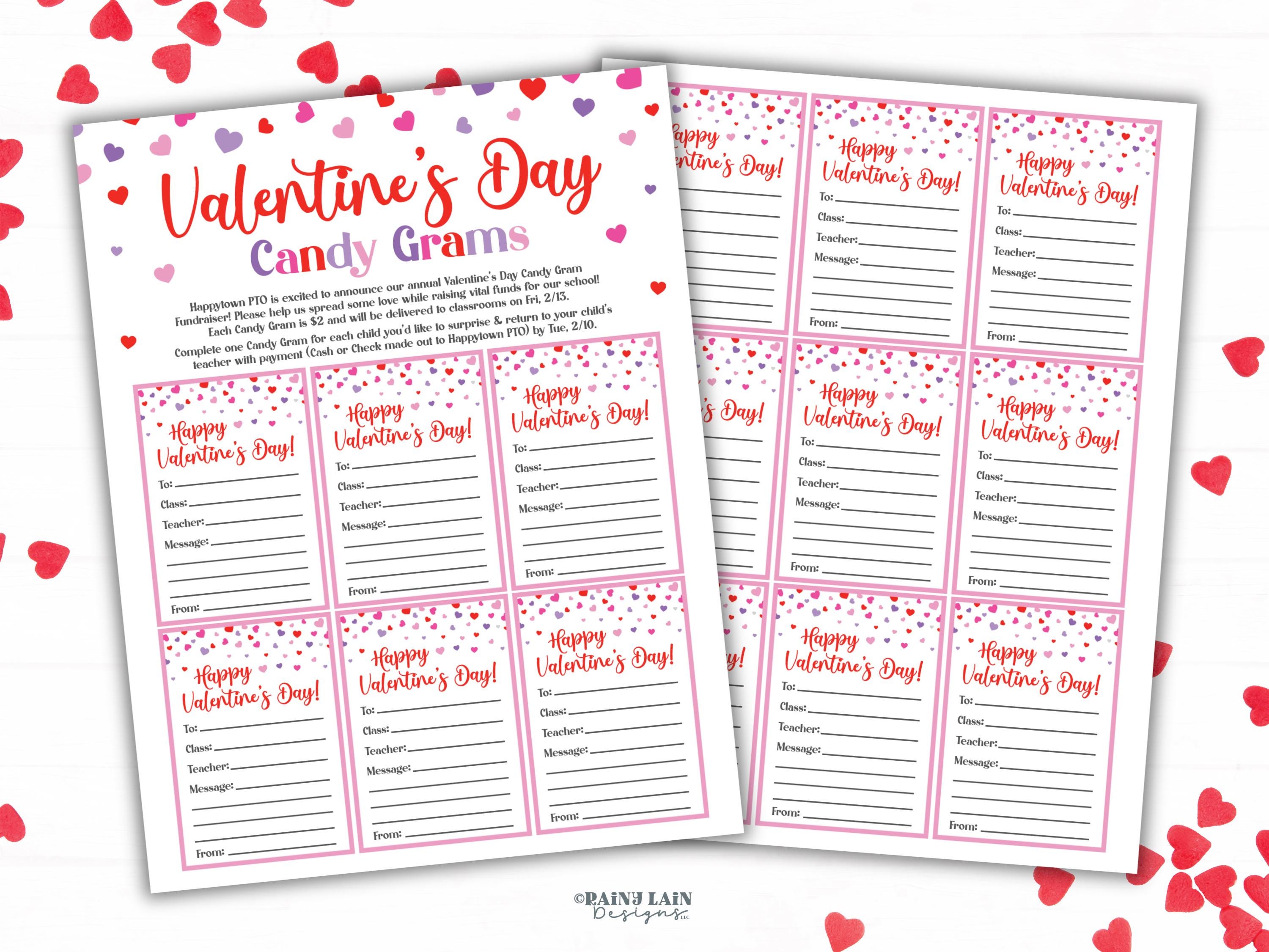 Editable Valentine's Day Candy Gram Fundraiser Flyer Template, Class ...